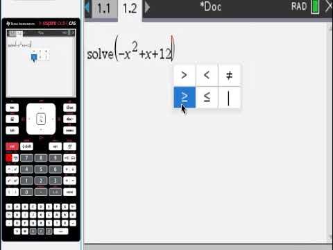 Ti Nspire CAS SOLVING QUADRATIC INEQUALITIES IN A MINUTE - YouTube