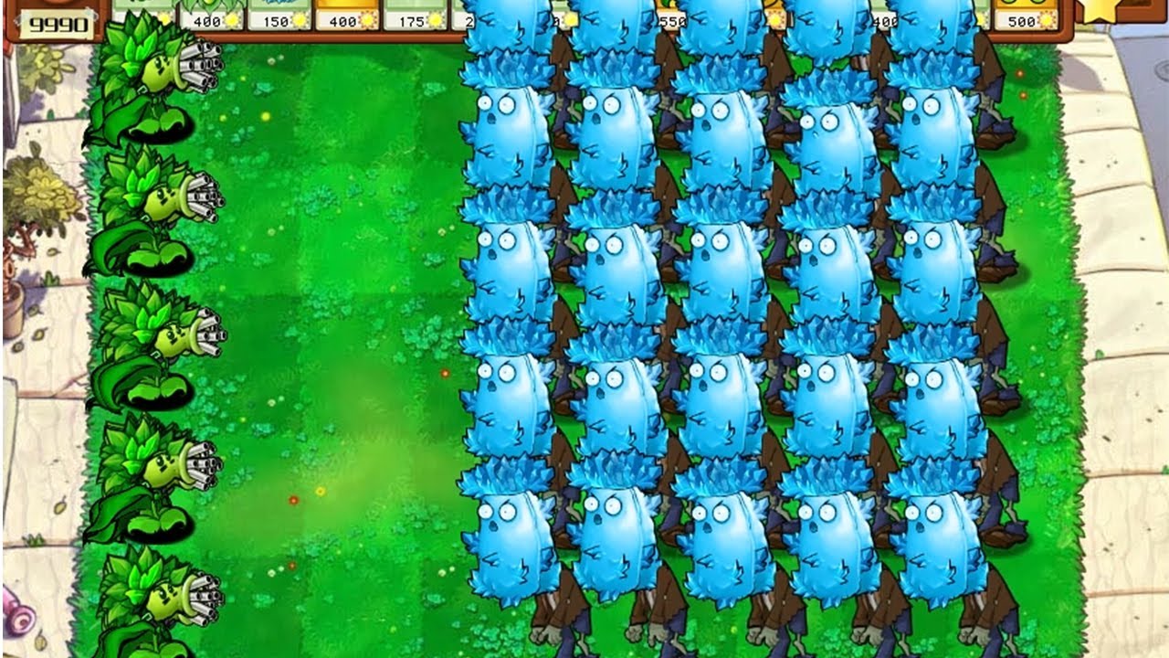 PvZ Hybrid - 50 Plants Vs 25 Ice Head Zombies - YouTube