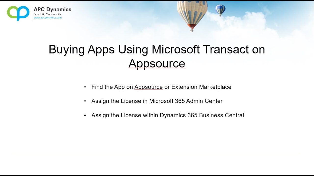 Buying Apps using Microsoft Transact with Dynamics 365 Business Central ...