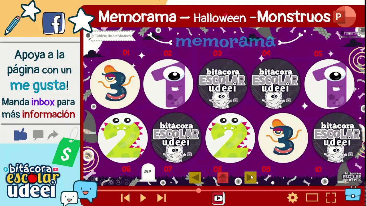 PowerPoint Juegos #beu - ¡ memorama ! - Edición Halloween | Monstruos ...