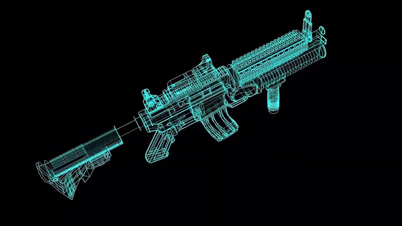 M4 Riffle Weapon Hologram Black Screen with Jarvis Speech Sound Effect ...