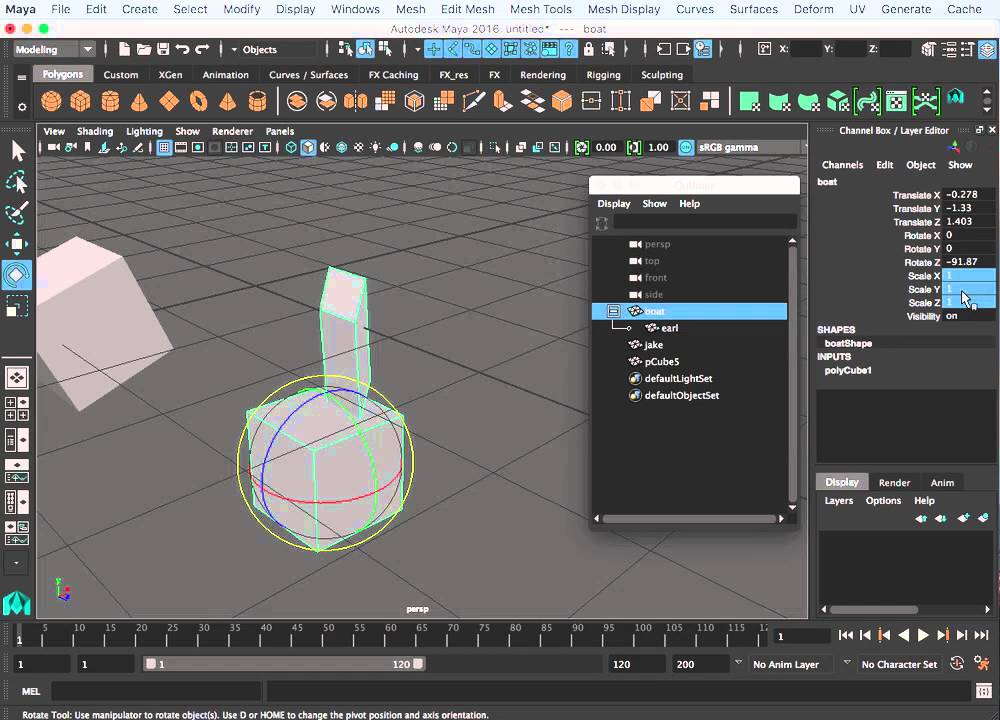 Maya 2016 Basics 07: Selection, Parenting, Outliner - YouTube