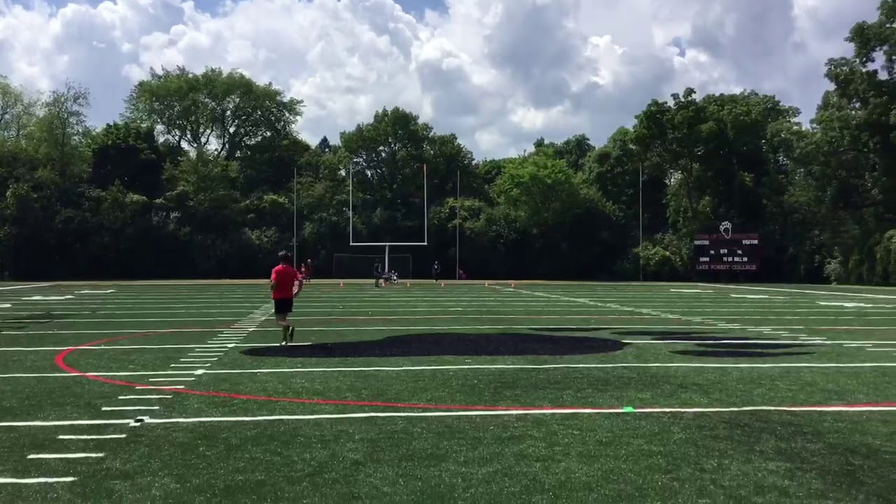 Evan Morris Kickoff through the goal post at the Top Kicker in America ...