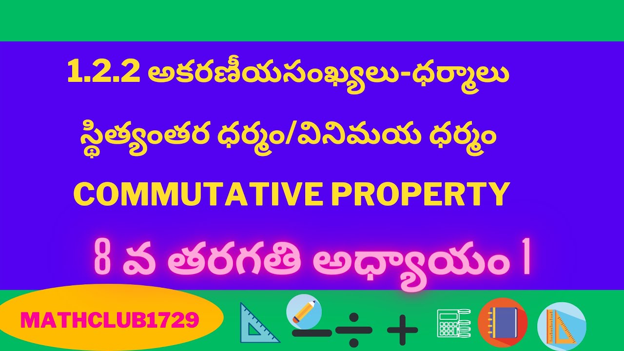 అకరణీయ సంఖ్యలు - స్థిత్యంతర ధర్మం /Rational numbers -commutative property /8 th class chapter 1# ...