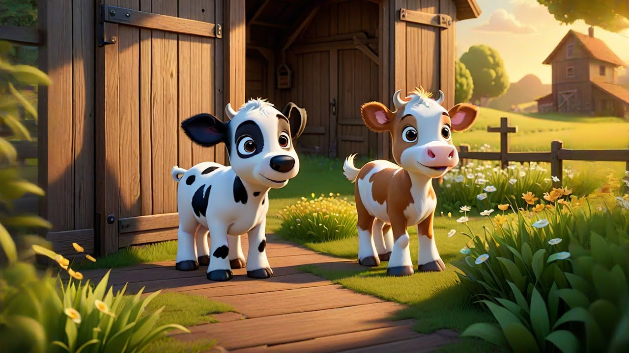 Two Baby Cows Go for a Ride | Cow Song for Kids | Fun Animal Nursery ...