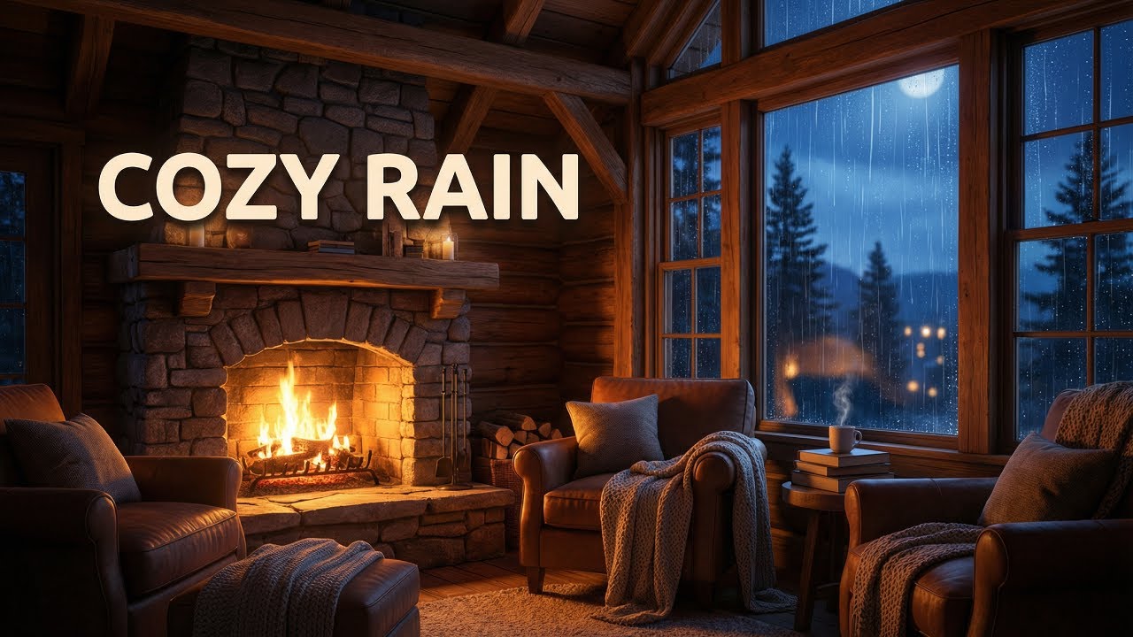 You Will Fall Asleep Fast 🌧️ Cozy Rain & Fireplace for Deep Sleep (2 ...