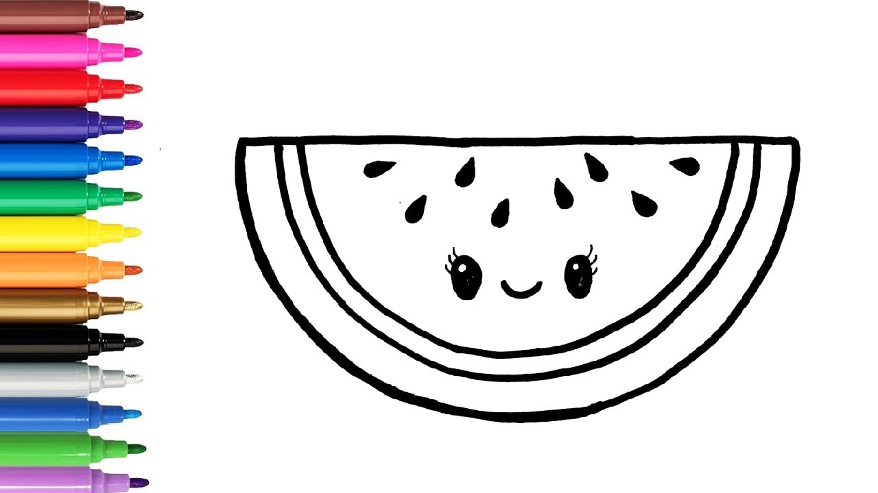 How To Draw Cute Watermelon Step By Step๐๐๐ Easy Drawing And Coloring