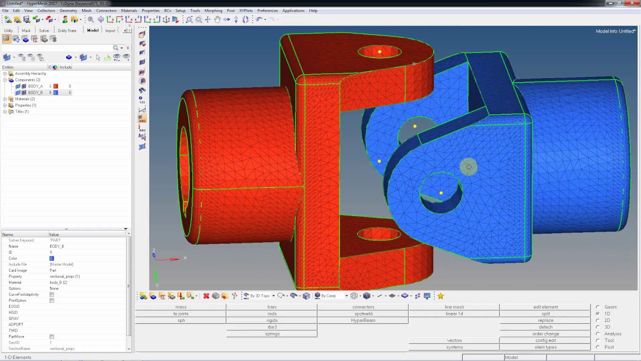 Universal joint using Hypermesh for dyna part2 - YouTube