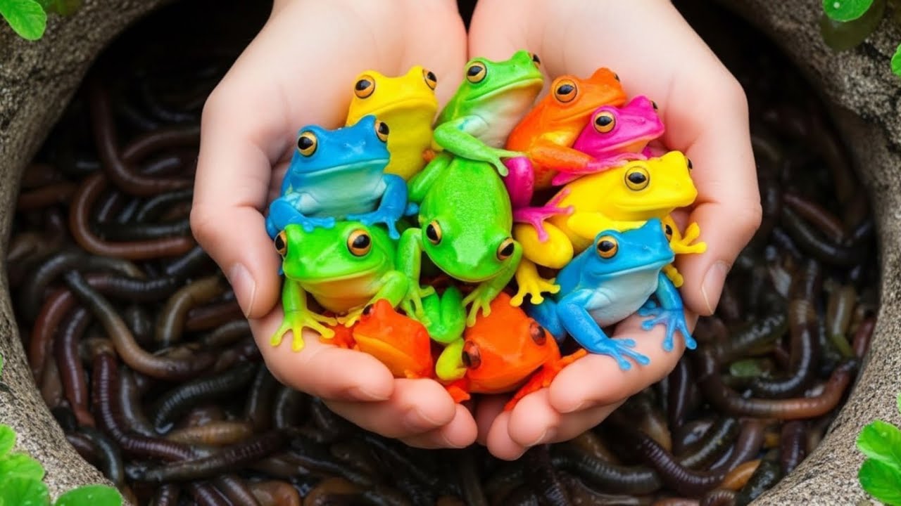 Satisfying Catching ASMR Natural | Rare frogs, Crab, fish,snails ...
