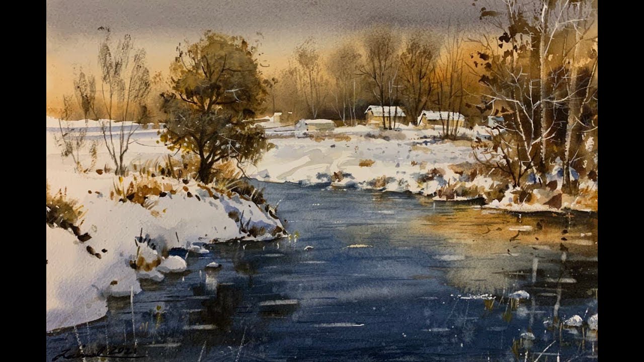 watercolor landscape by javid tabatabaei - YouTube