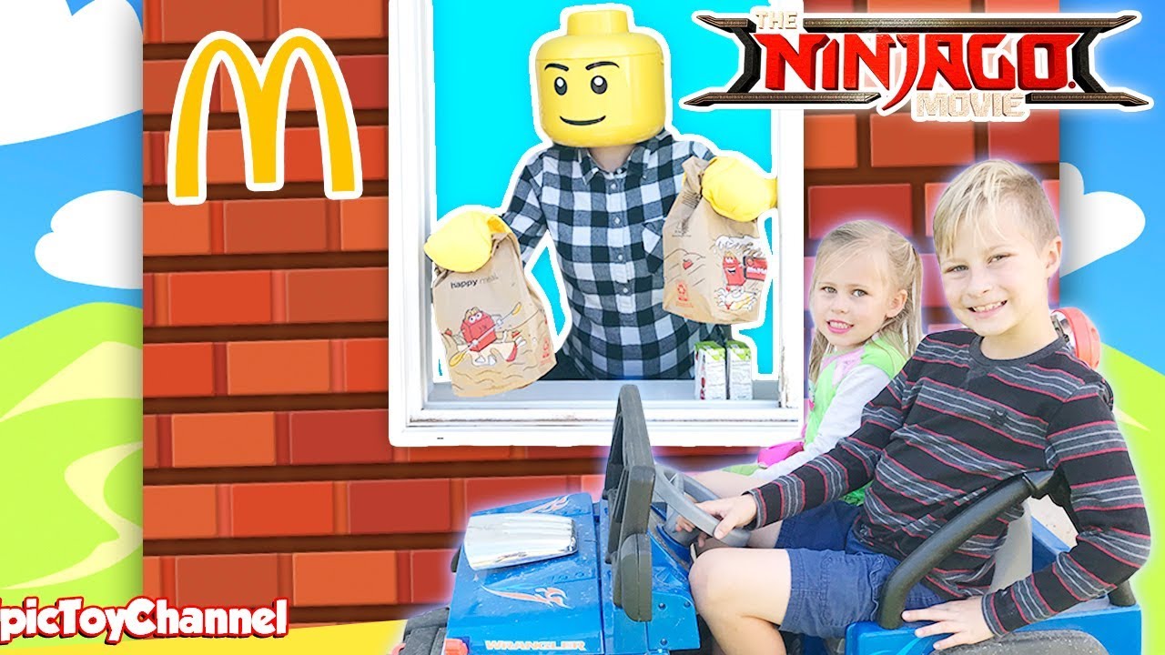 SURPRISE TOYS Kids Drive Thru McDonalds Happy Meal on Power Wheels Kids ...