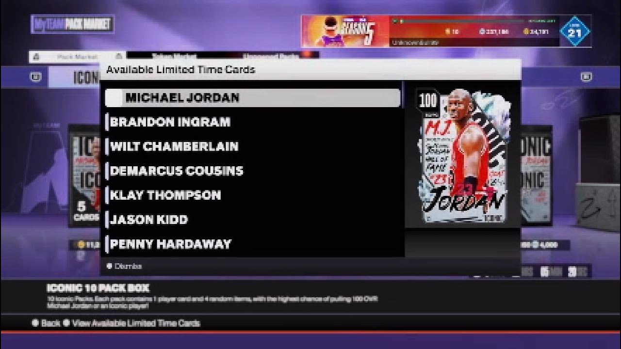 NBA 2K24 100 Overall Michael Jordan Iconic Pack Opening - YouTube