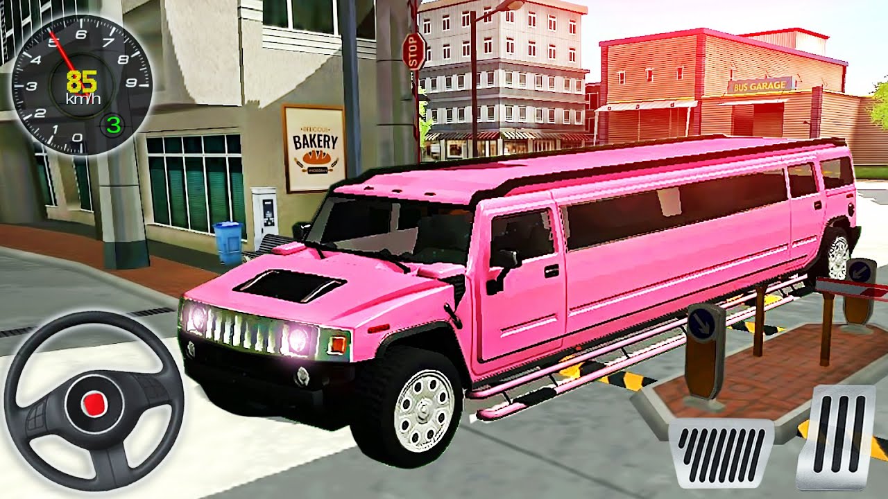 Luxury Extended Hummer Limousine Driving In City - Limousine Car ...