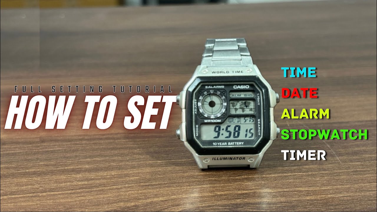 How to set time in Casio watch AE1200 or AE2100 | Casio Watch full ...