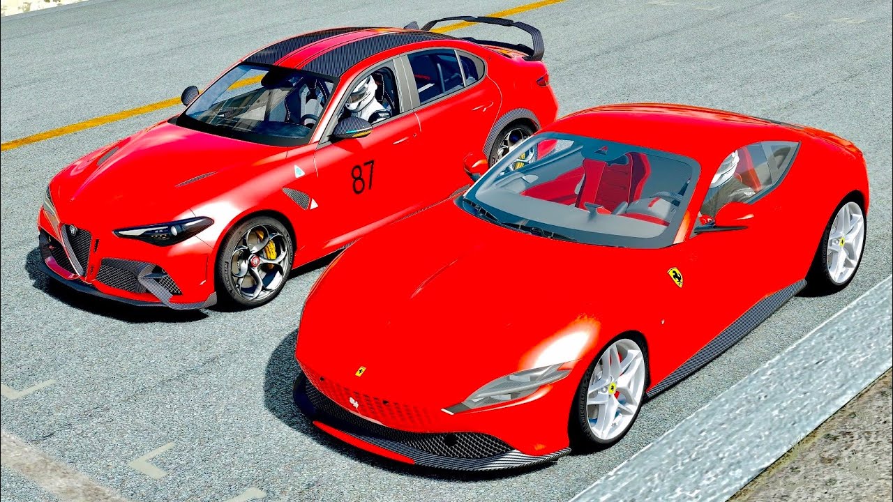 Ferrari Roma vs Alfa Romeo Giulia GTAm at Imola GP - YouTube