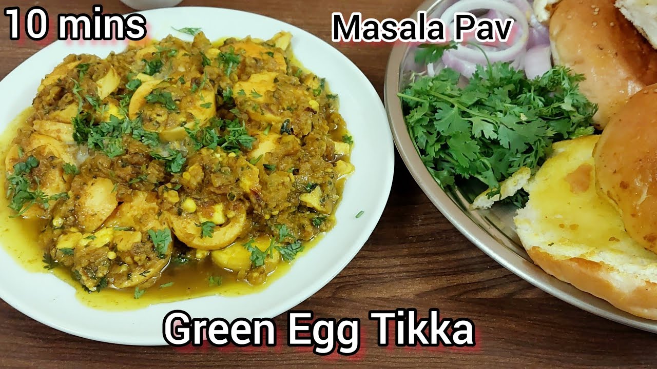 Boiled Egg Tikka Masala With Masala Pav Street Style Food | Green Egg ...