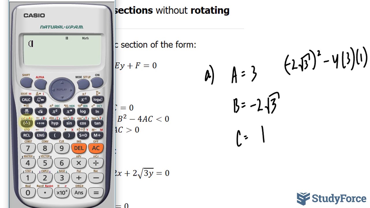 Identify conic sections without rotating axes - YouTube