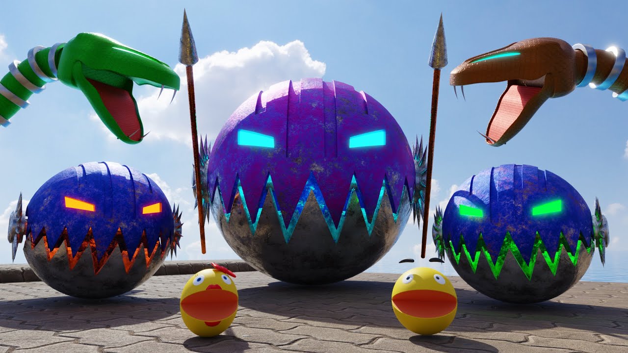 Pacman & MS Pacman VS SNAKES & WARRIOR MONSTERS || Best Adventures ...