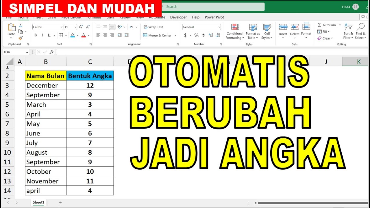 Cara Merubah Nama Bulan Menjadi Angka di Excel - YouTube