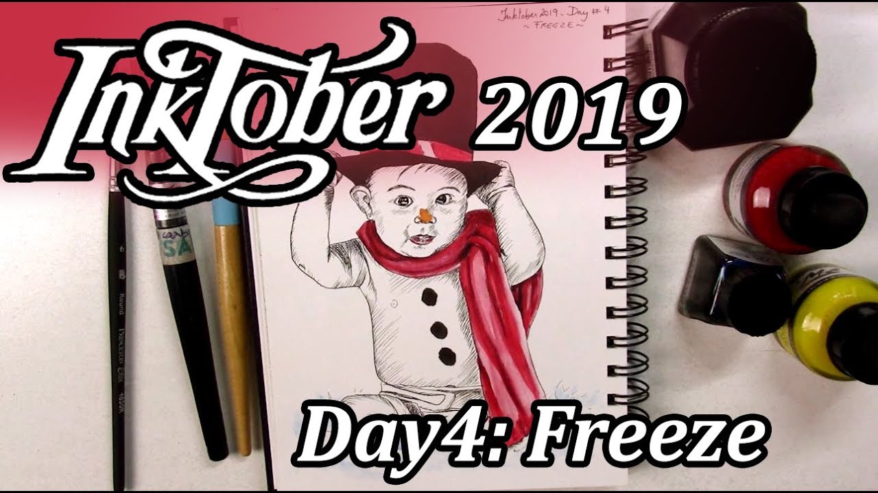 INKTOBER 2019 // day 4: FREEZE // Ink drawing demo - YouTube