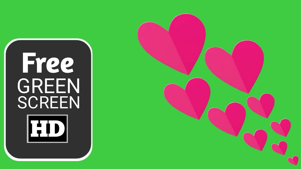 Paper heart flying green screen||heart green screen video||Free green ...
