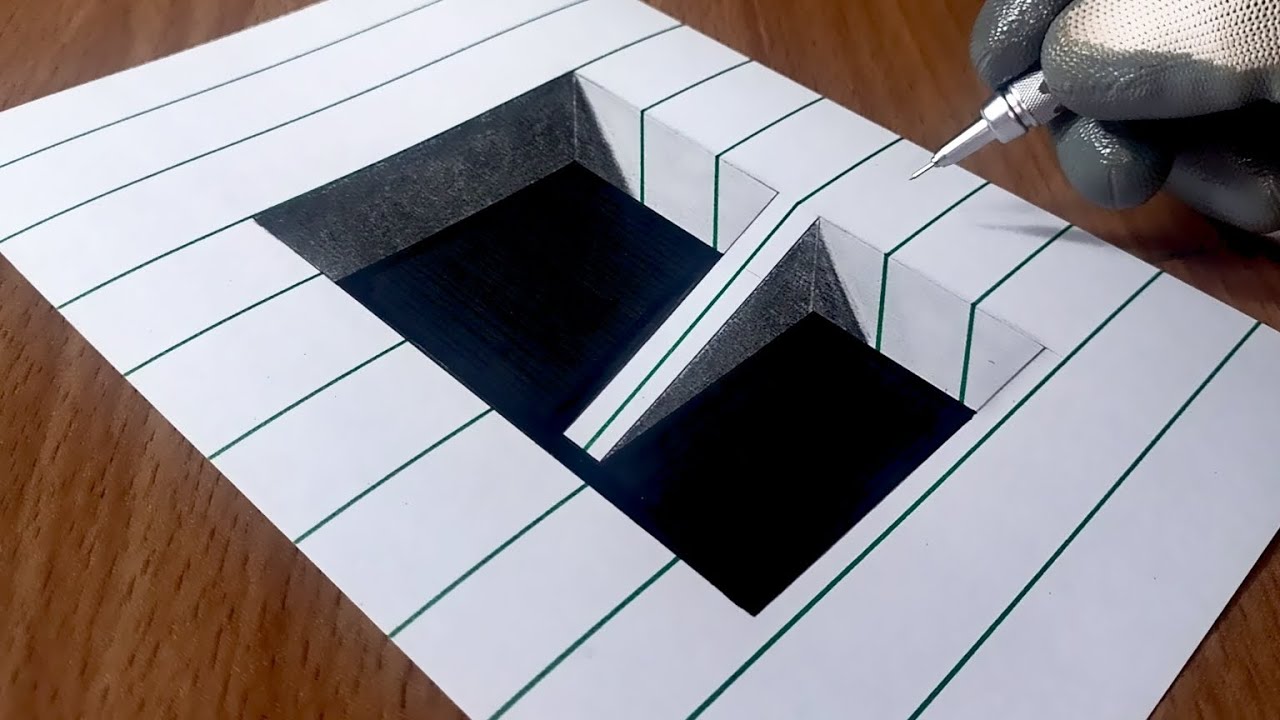 How To Draw 3D Hole illusion On Paper Easy - YouTube