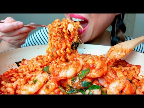 ASMR Cheesiest Shrimp Fusilli Bucatini Pasta Noodles 🍝🦐🧀 *No Talking* suellASMR