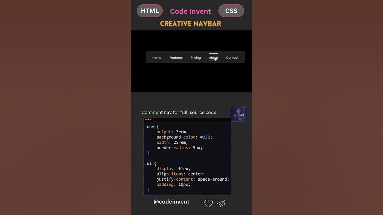 Animated Creative Navbar Using Html Css Coding Webdevelopment Youtube