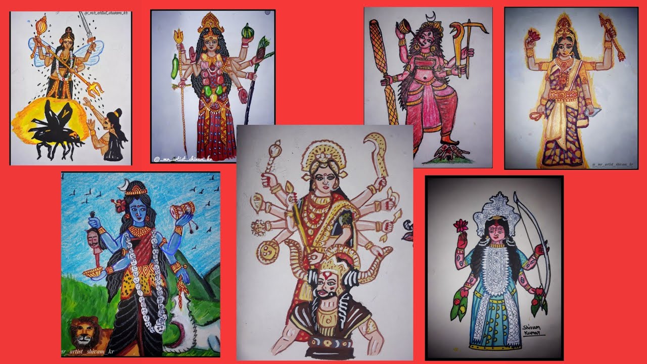 Shree Durga saptastati 11 adhyay devi forms drawing collection by @_mr ...