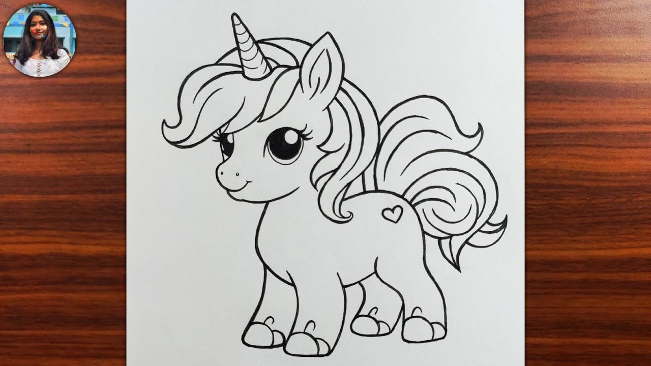 How to draw a Cute Unicorn | Easy Unocorn drawing for Kids - YouTube
