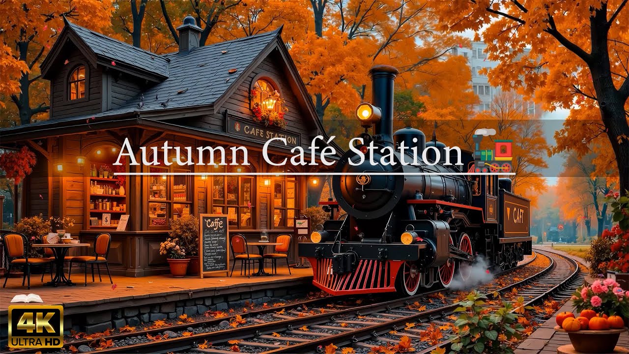Cozy Autumn Café Ambience at Kyoto Station, Japan 🍁☕ | Relaxing Jazz ...