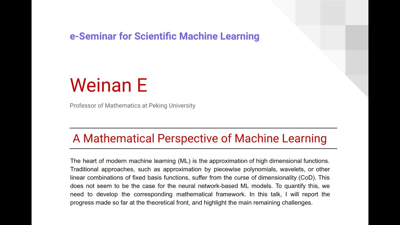 A Mathematical Perspective of Machine Learning - YouTube