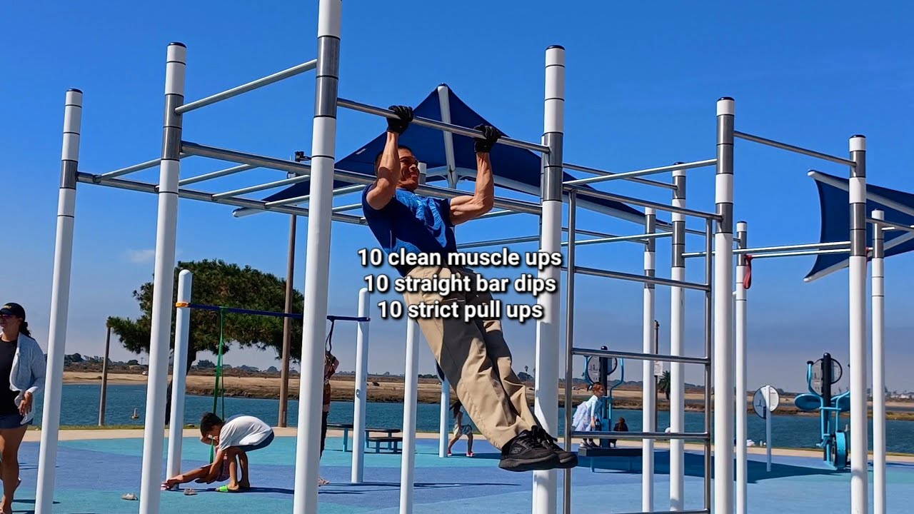 10 clean muscle ups to 10 bar dips to 10 strict pull ups! - YouTube