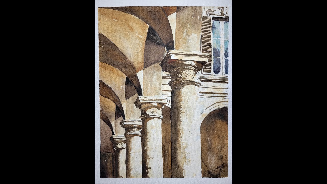 Watercolor Painting of Roman Columns (Time-lapse video of the painting ...