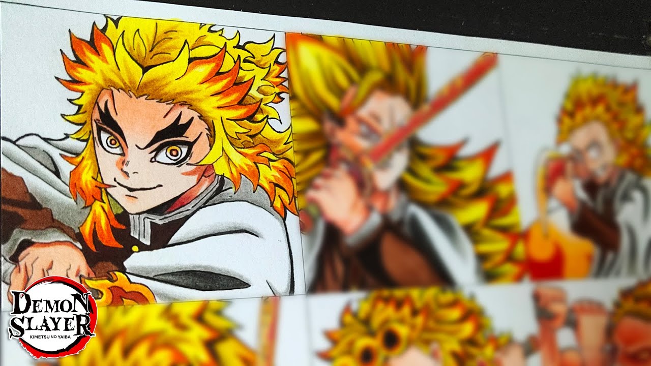 Drawing Rengoku in Different Anime Styles | Demon Slayer | Mugen Train ...