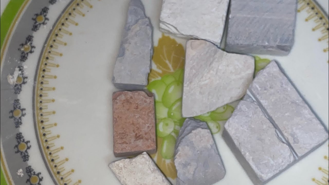 White Red & Black Broken slate items dry scraping ~ - YouTube