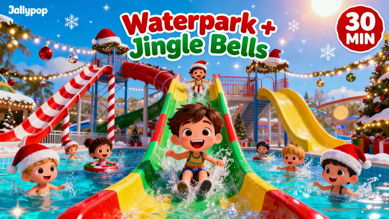 Waterpark + Jingle Bells Song for Kids | Christmas Fun Rhymes ...