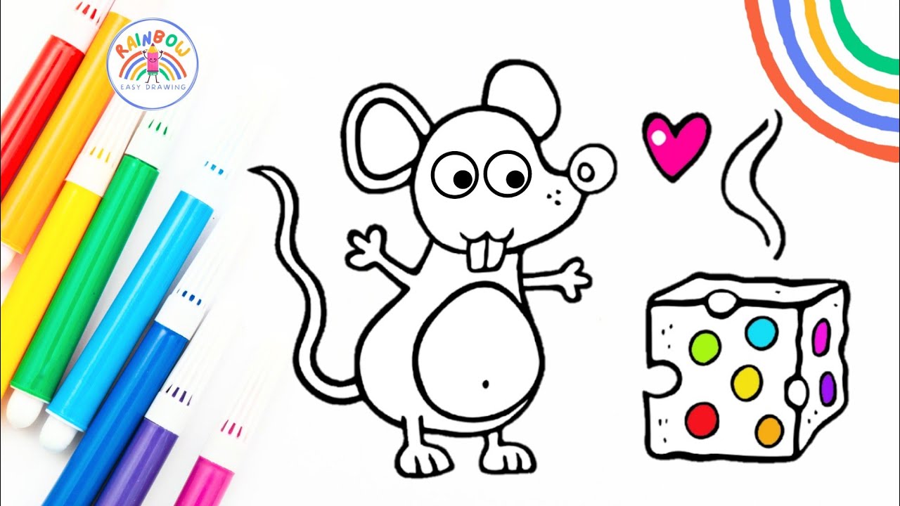 Learn to Draw a Mouse | Drawing a Mouse with Cheese in 4 Minutes 🌈 🐭🧀 ...