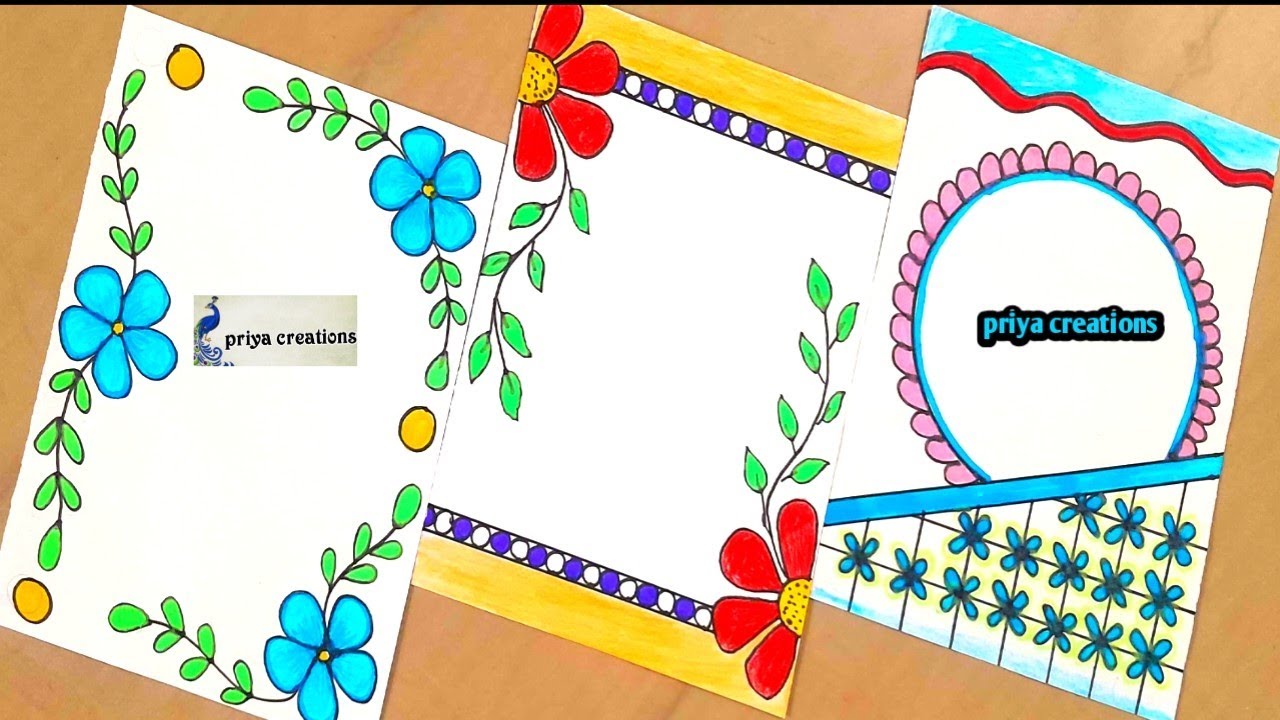 3 BEAUTIFUL BORDER DESIGNS/PROJECT WORK DESIGNS/A4 SHEET/FILE/FRONT ...