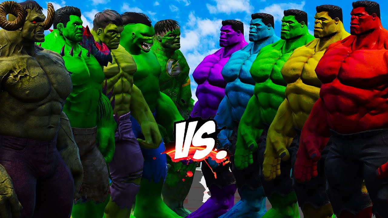 TEAM GREEN HULK VS TEAM BIG HULK COLOR - EPIC SUPERHEROES WAR - YouTube