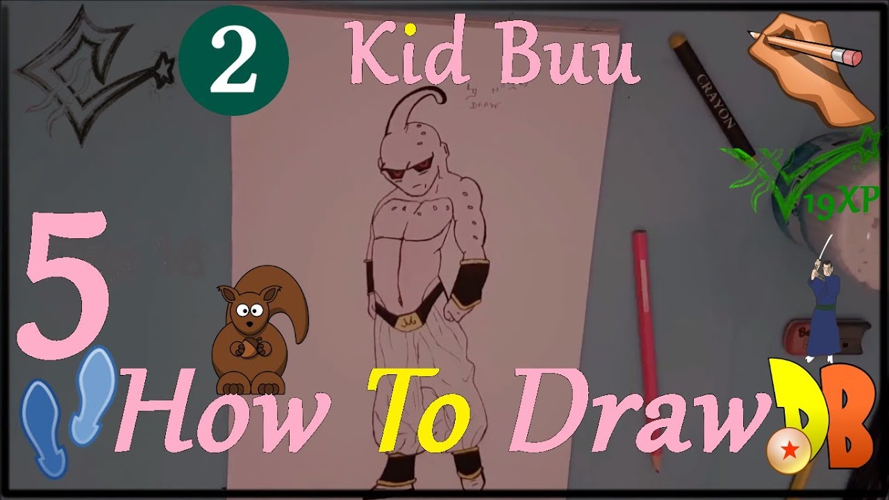 How To Draw 5 🌟 Kid Buu | Easy 💫 Dragon Ball Z - YouTube