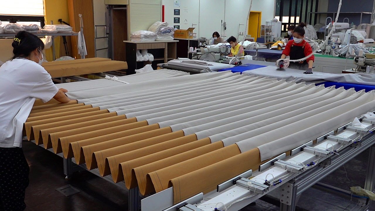 Process of Making Curtains. Amazing Korean Curtain Mass Production ...