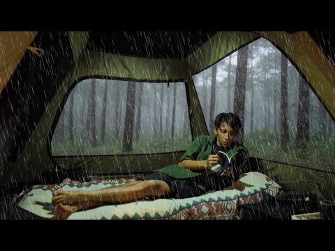 Bad weather‼️Relax in a cozy tent in the middle of the forest Heavy rain⛈️
