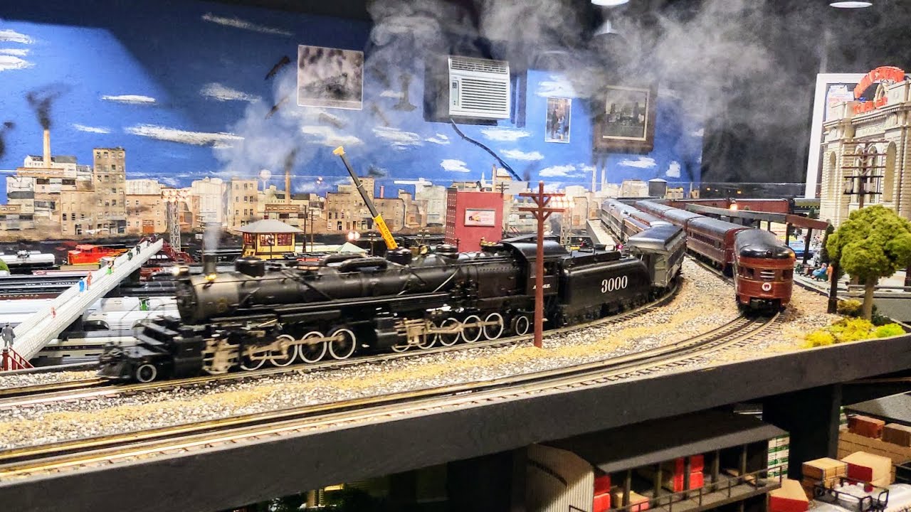 Lionel Vision Line SF 2-10-10-2 pulling Passenger Train at Corner Field ...