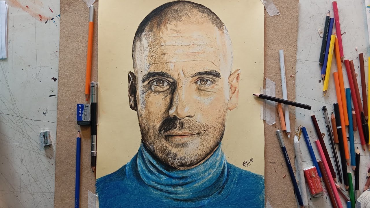 Drawing Pep Guardiola | @mancity manager - YouTube