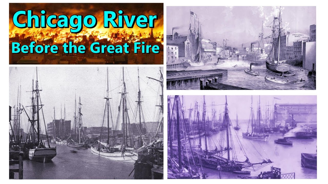 Chicago River Bridges & Boats before The Great Fire | Old Photos ...