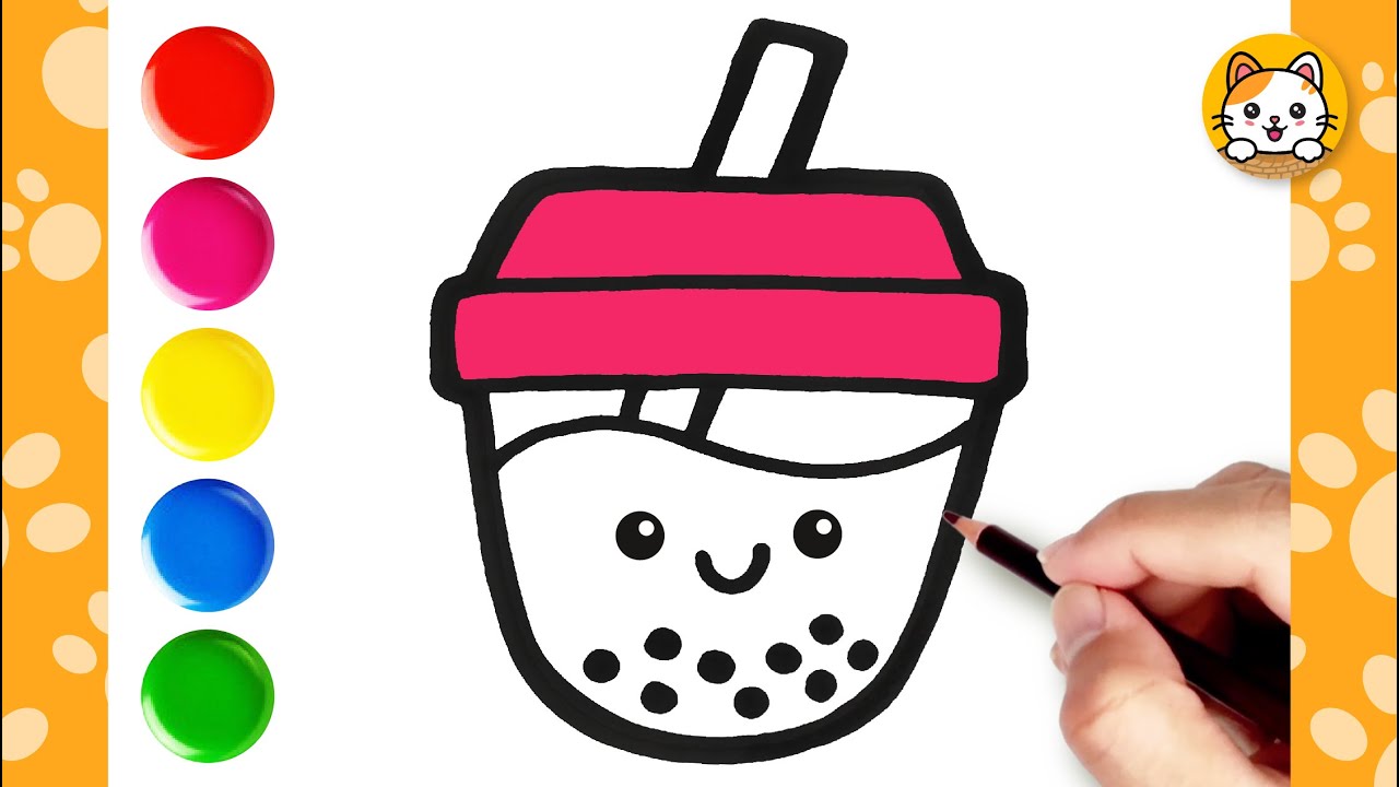 Easy Bubble Tea Drawing | Cute Drawings For Kids | Kawaii Drawings ...