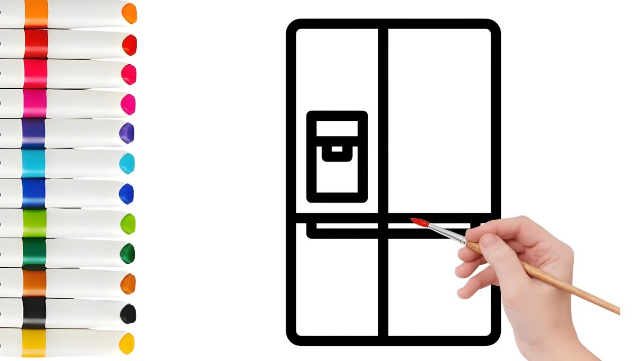 Fridge colouring & painting page with marker pen for kids | sketch ...