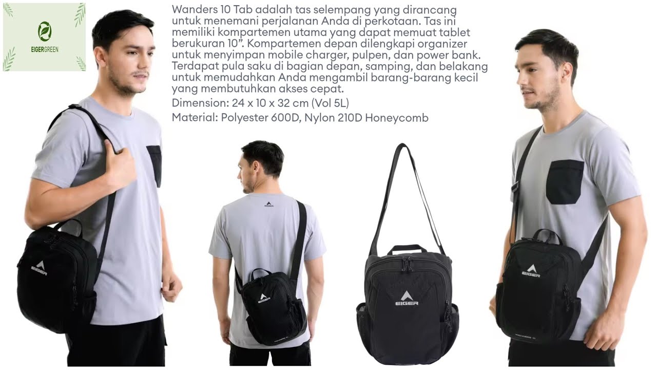 🟢 NEW VERSION || EIGER WANDERS 10 TABLET SHOULDER BAG 5L BLACK ...