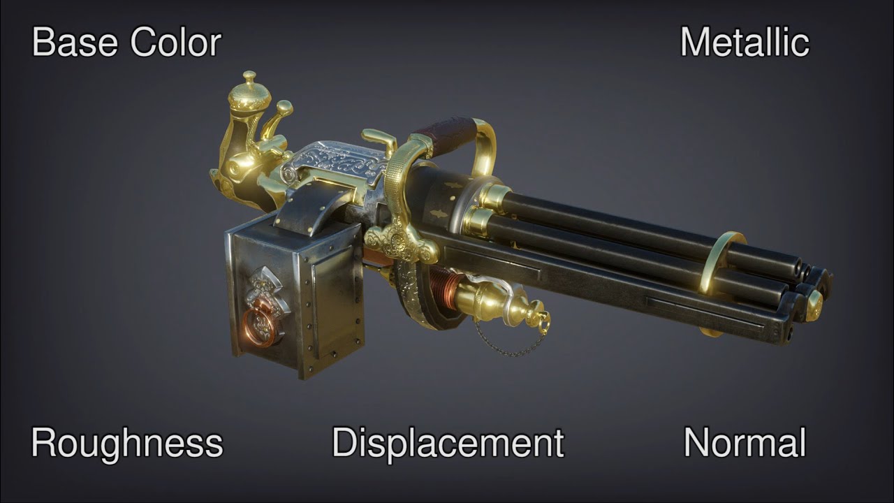 Blender | Gatling Gun Model - Material Layers - YouTube